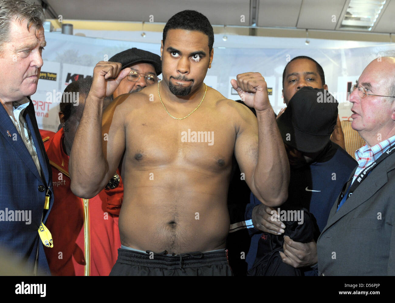 US contender Eddie Chambers poses during the official weighing in ...