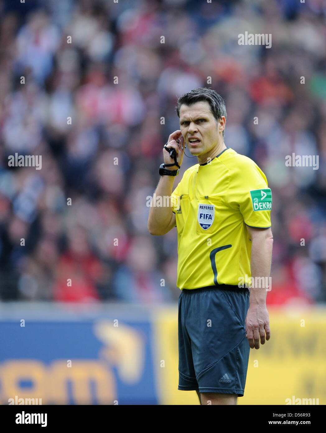 Referee Michael Weiner grimaces during the German Bundesliga match Eintracht Frankfurt vs Bayern ...