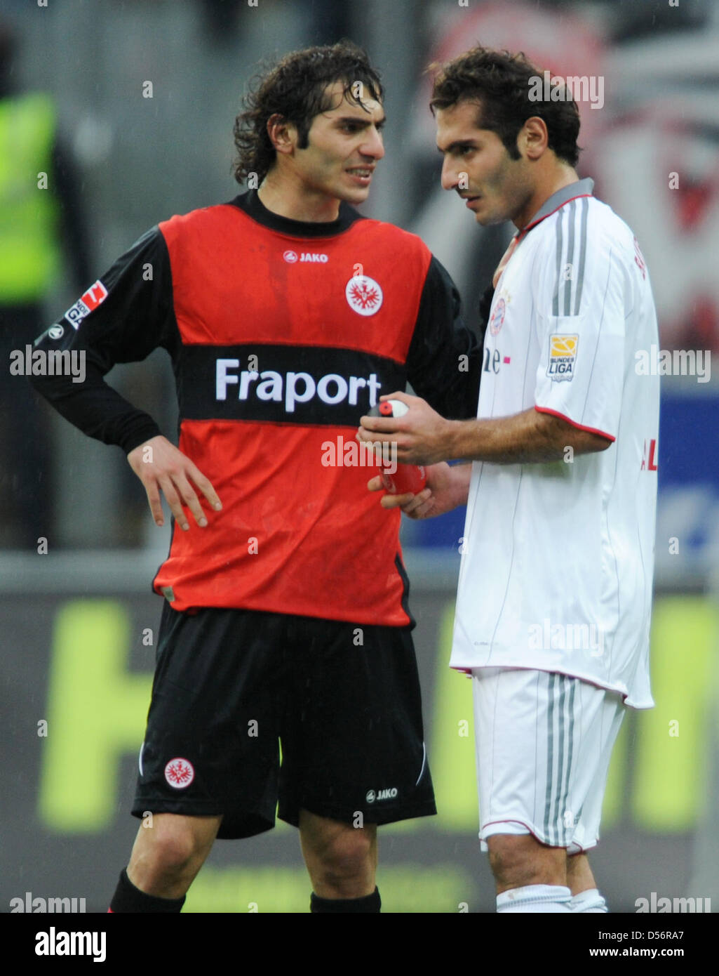 Munich's Hamit Altintop (R) and his brother, Frankfurt's Halil Altintop ...