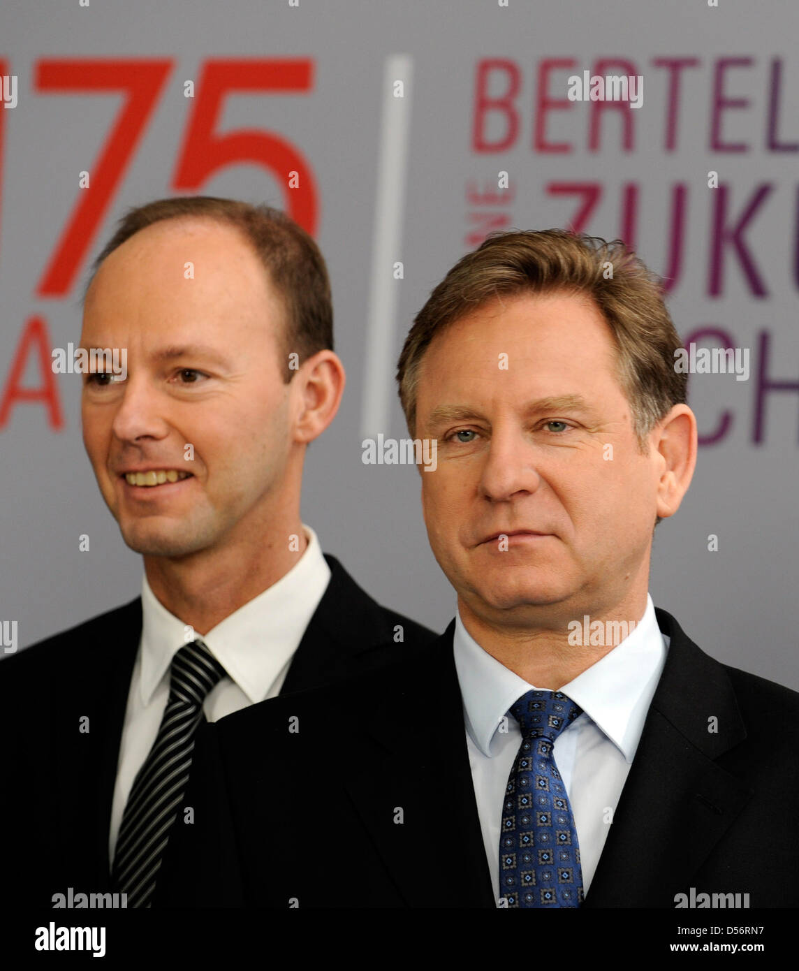 CEO Hartmut Ostrowski (R) and CFO Thomas Rabe of Bertelsmann AG ...