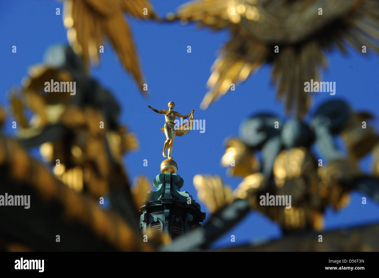 The golden sculpture of Fortune on the cupola of Charlottenburg Castle ...