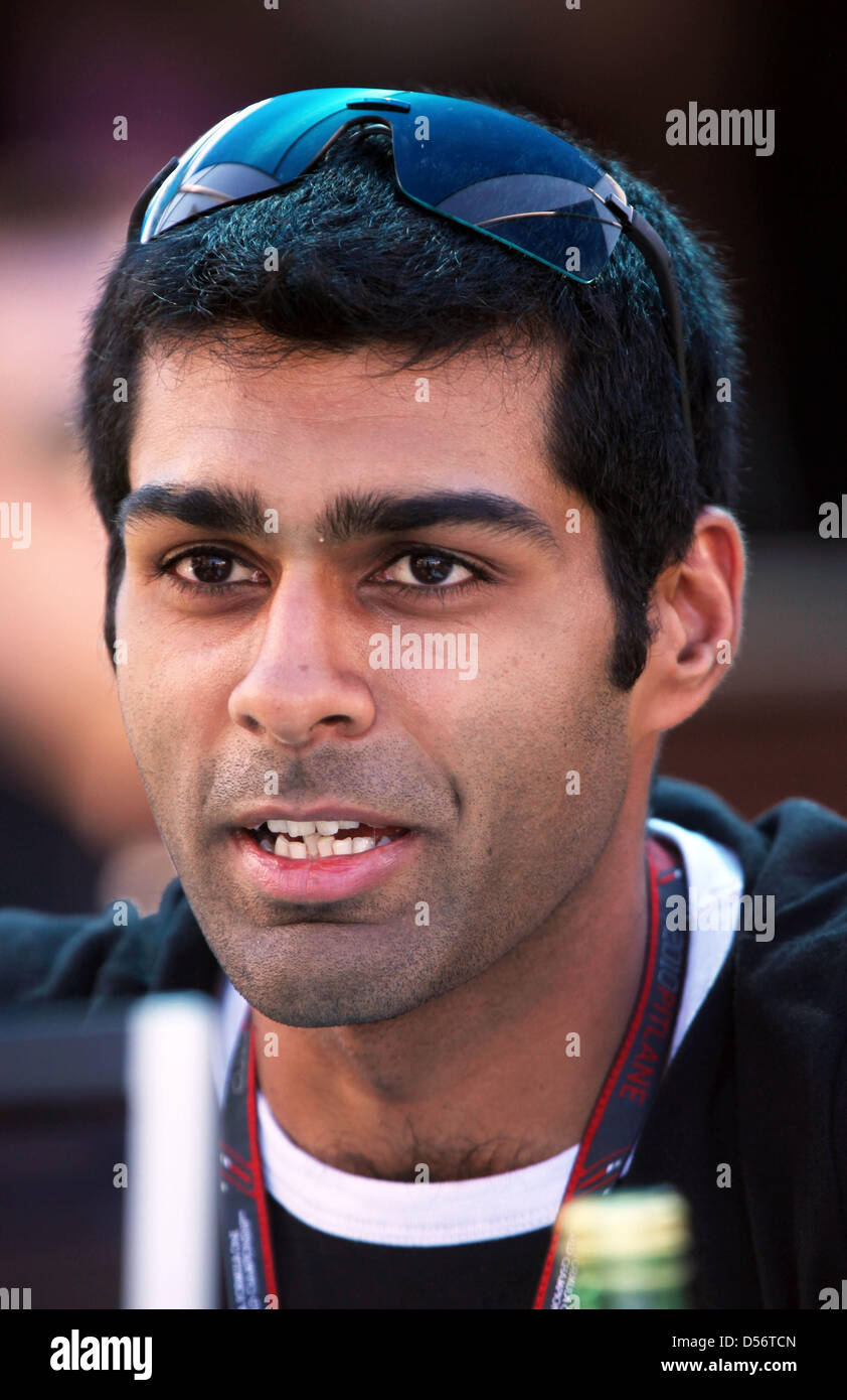 Indian Formula One rookie Karun Chandhok of Hispania Racing smiles in ...