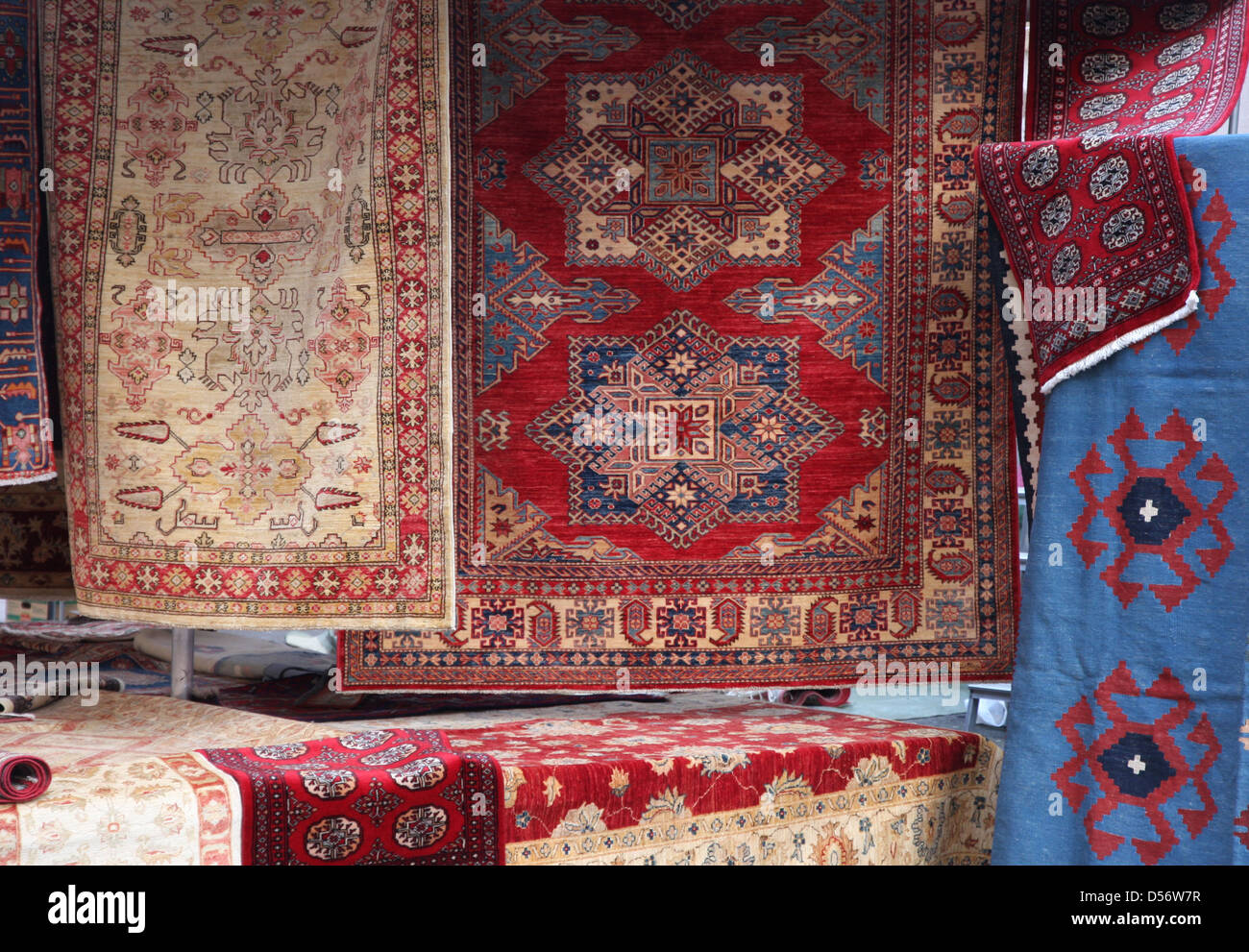 street stall with resale of ancient Persian carpets Stock Photo - Alamy