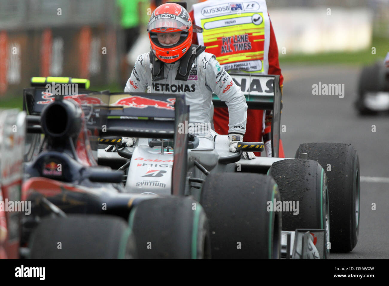 German Formula One driver Michael Schumacher of Mercedes GP exits his ...