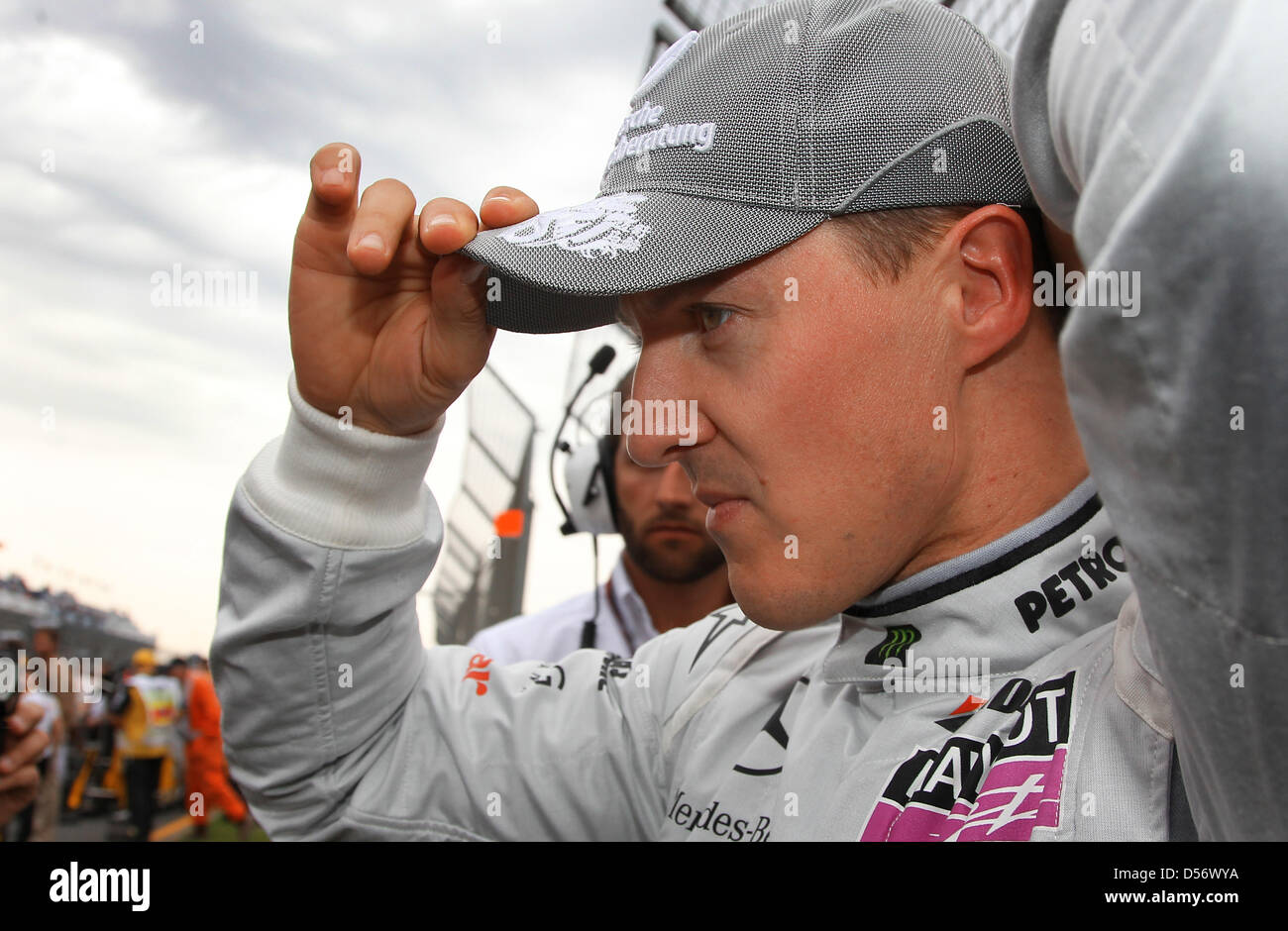 German Formula One driver Michael Schumacher of Mercedes GP in the grid ...