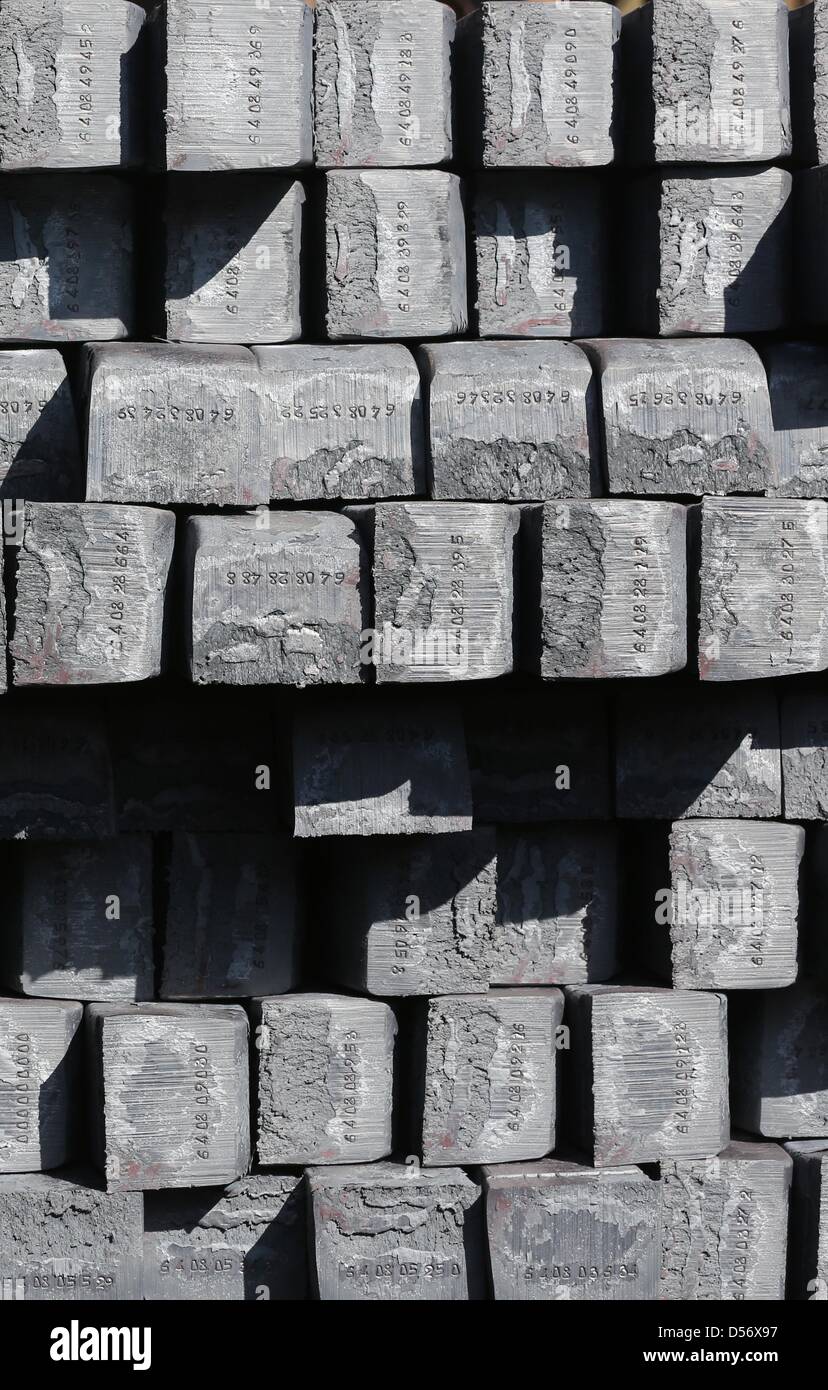 Steel billets are stored at the casting plant of the ArcelorMittal ...