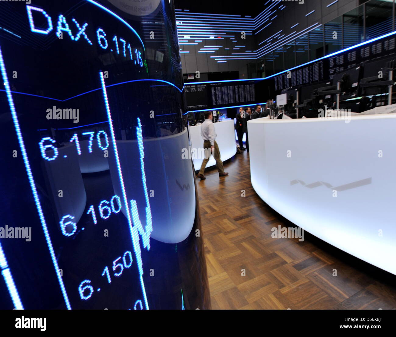 A monitor displays the graph of German share index DAX at the stock ...