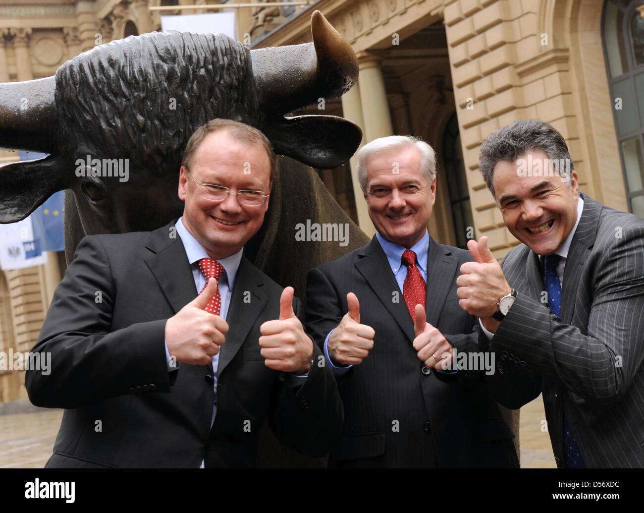 Brenntag CEO Stephen R. Clark poses at the stock exchange of Frankfurt ...