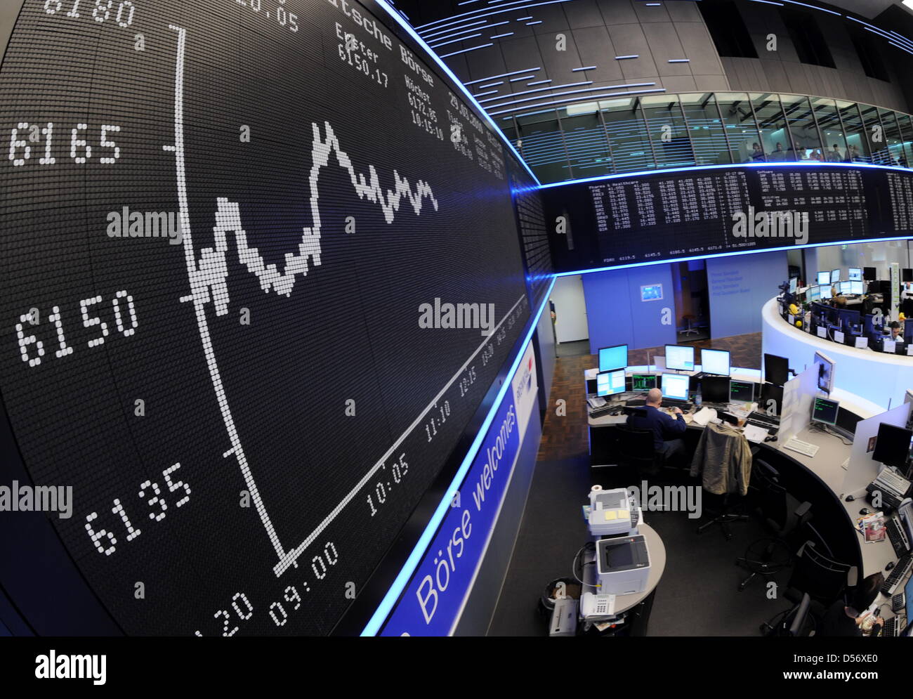A monitor displays the graph of German share index DAX at the stock ...