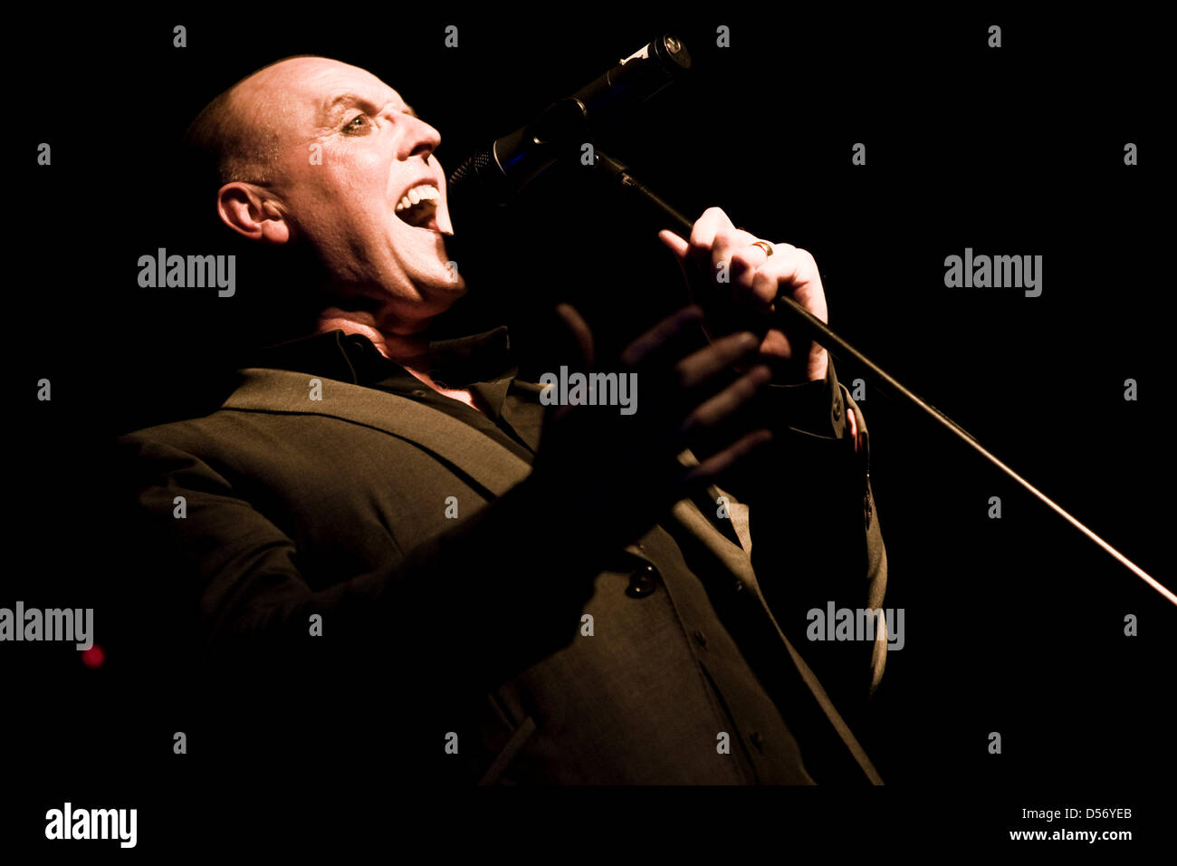 Glenn Gregory, singer of band 'Heaven 17' performs on stage during a ...