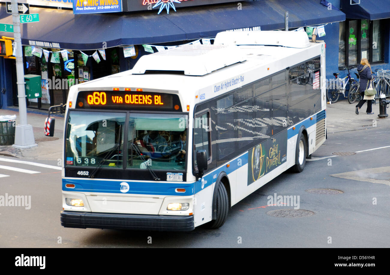 MTA Q60 public transportation bus entering Queensboro 59th Street ...