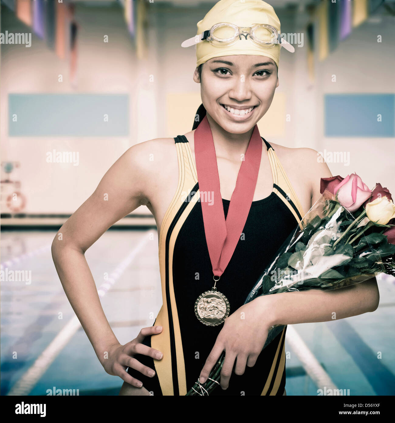 Swimmer with medal hi-res stock photography and images - Alamy