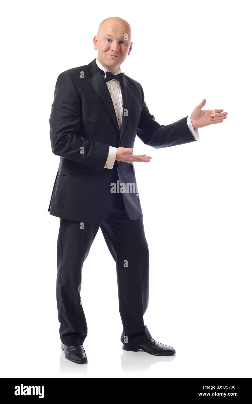 Portrait of handsome male professional presenting your product over ...