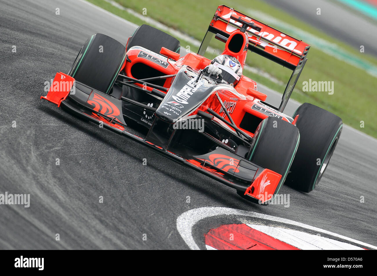 German driver Timo Glock of Virgin Racing enters turn 2 during second ...