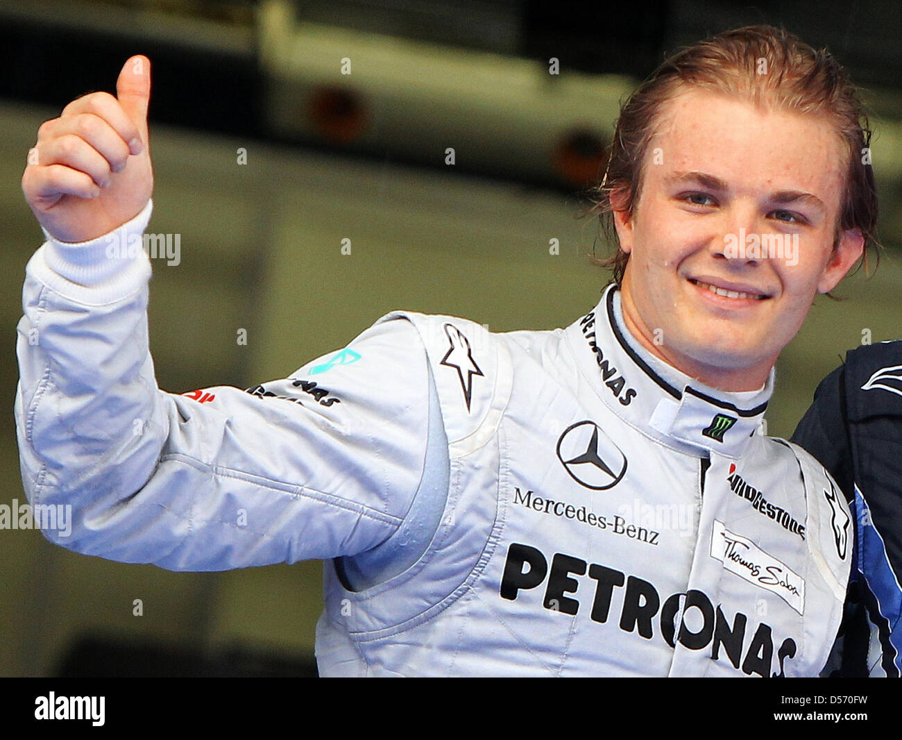 Germany's Formula One driver Nico Rosberg of Mercedes Grand Prix gives ...
