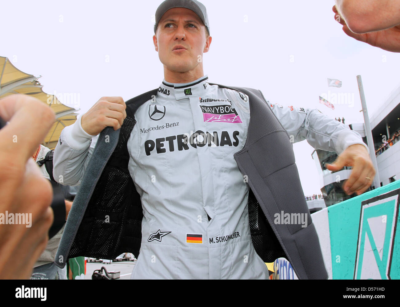 German Michael Schumacher of Mercedes Grand Prix in the starting line ...