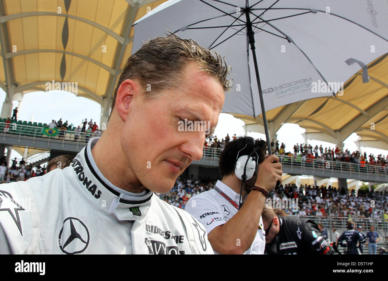 German Michael Schumacher of Mercedes Grand Prix in the starting line ...