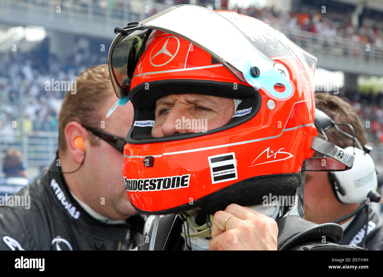 German Michael Schumacher of Mercedes Grand Prix in the starting line ...