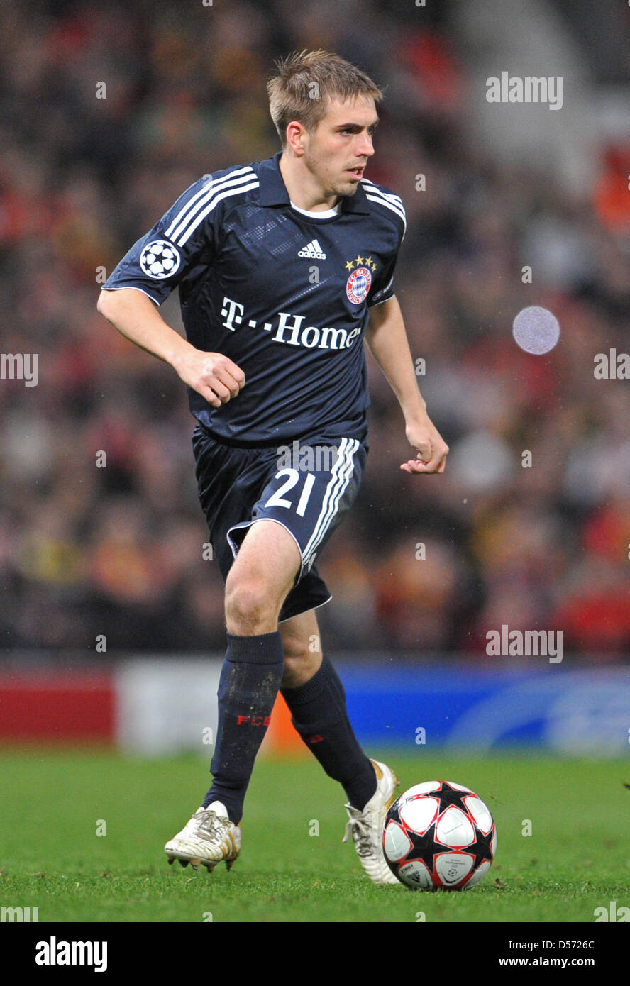 Munich's Philipp Lahm controls the ball during UEFA Champions League ...