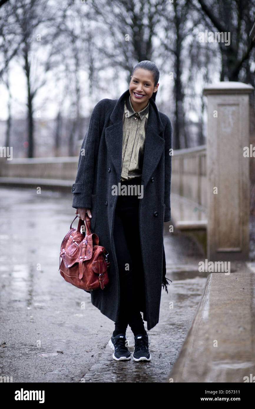 Joyce posing for a street style photo at Pariser Platz square during ...