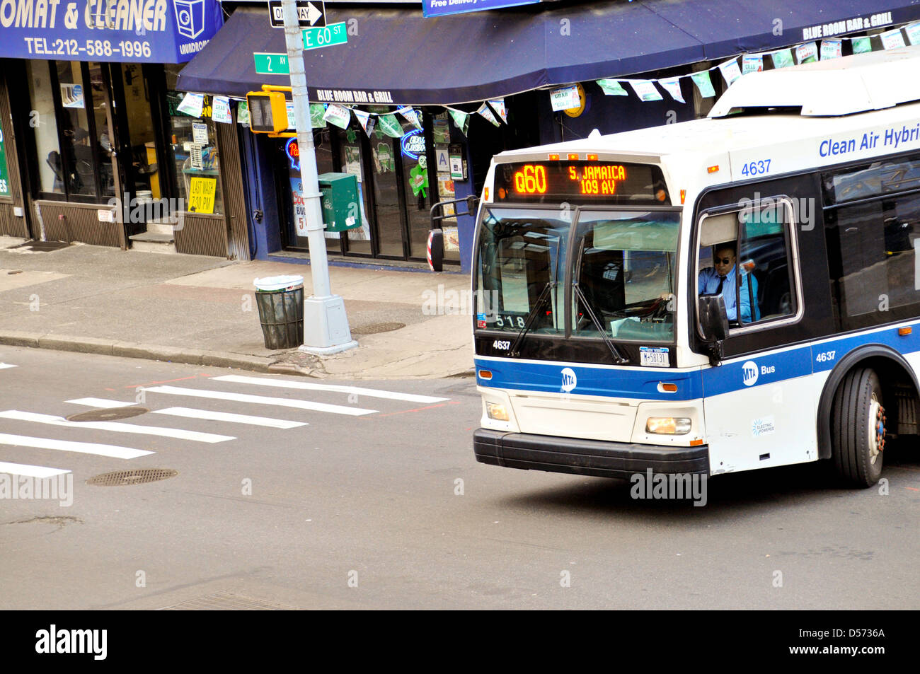 MTA Q60 public transportation bus entering Queensboro 59th Street ...