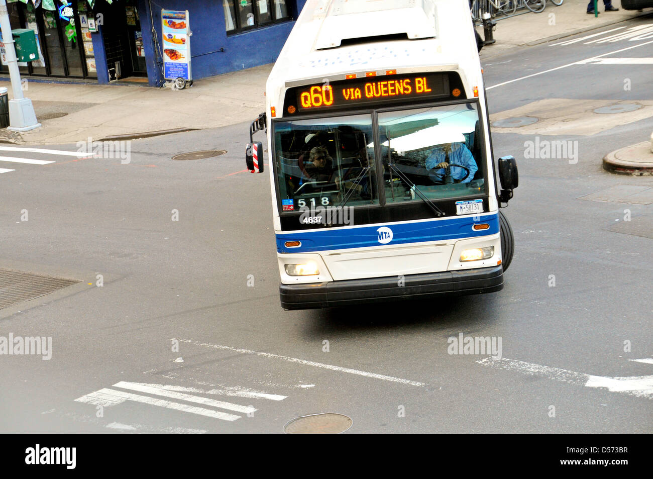 MTA Q60 public transportation bus entering Queensboro 59th Street ...