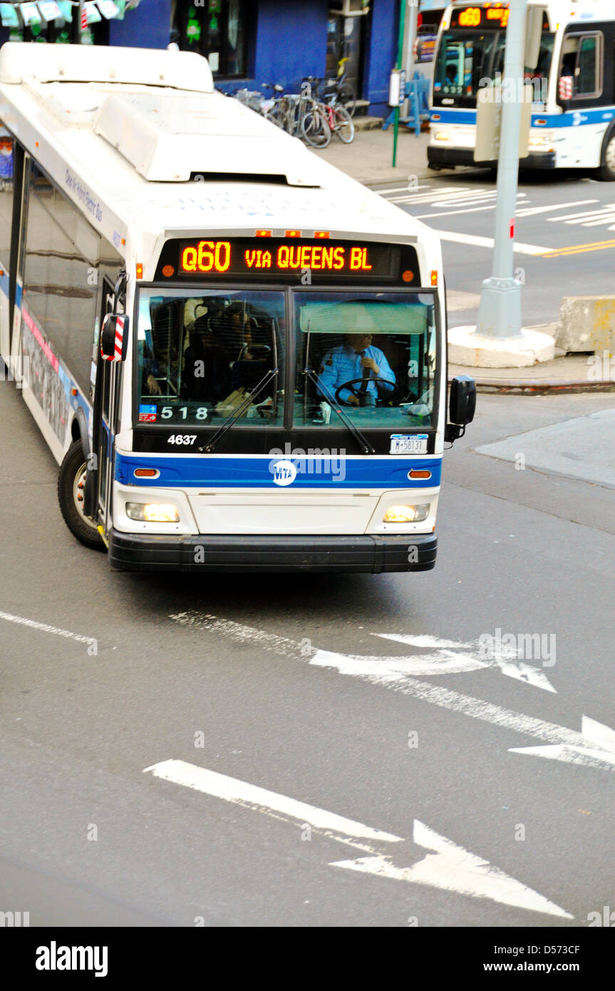 MTA Q60 public transportation bus entering Queensboro 59th Street ...