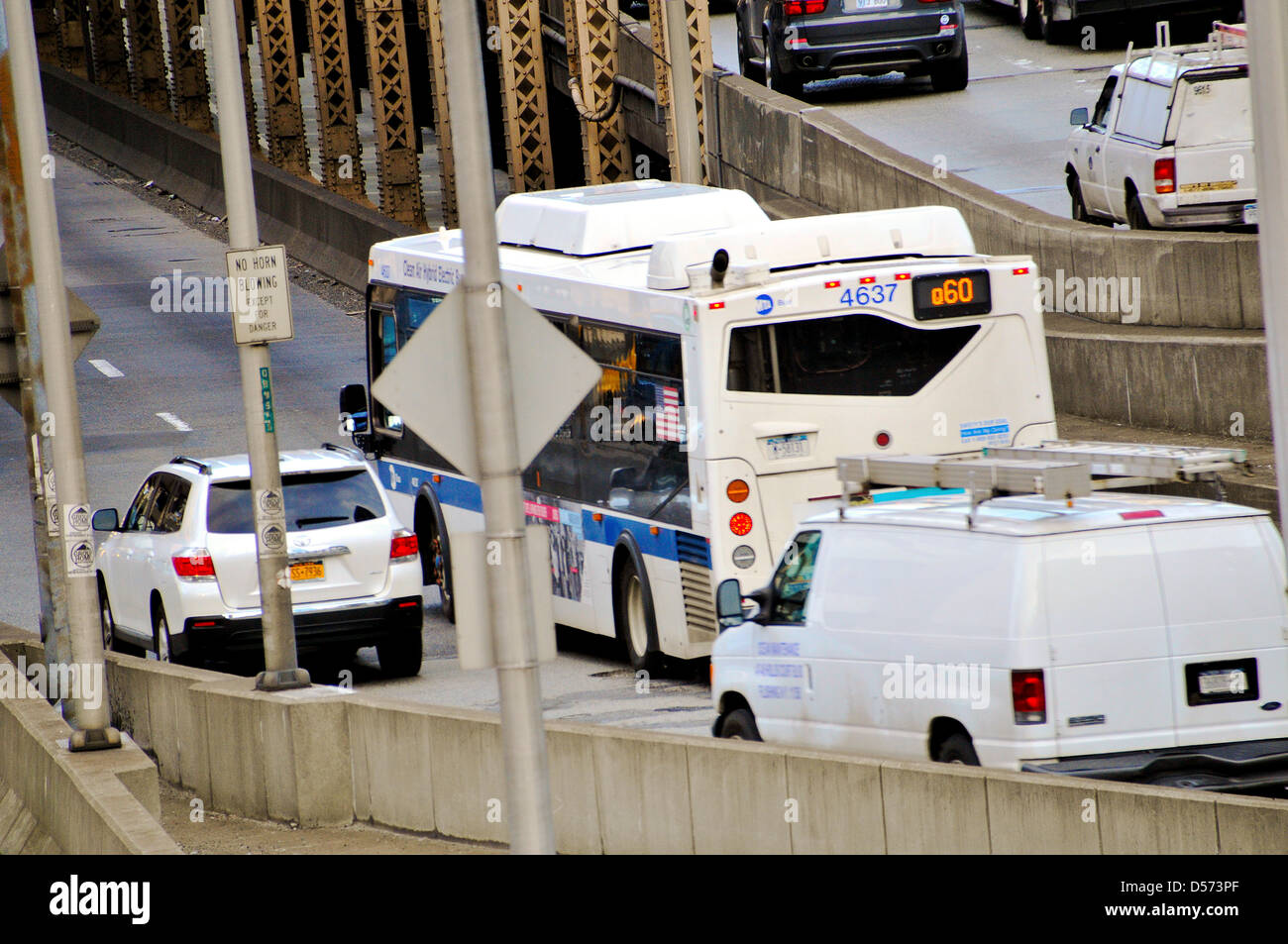 MTA Q60 public transportation bus entering Queensboro 59th Street ...
