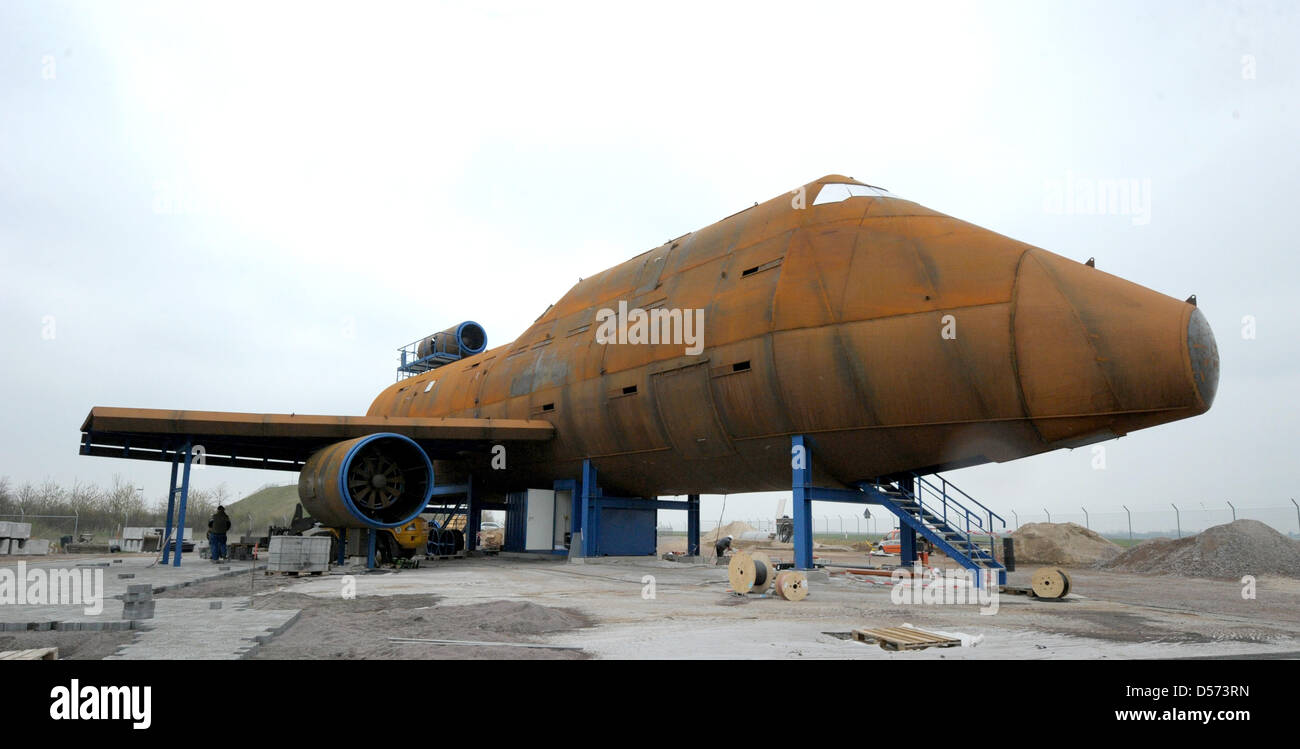 A rusty replica of a Boeing 747 serves as a fire training ground in the ...