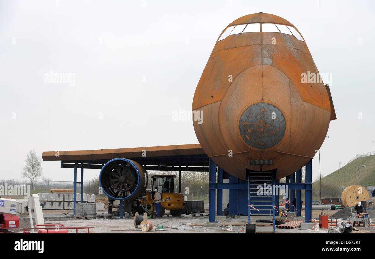 A rusty replica of a Boeing 747 serves as a fire training ground in the ...