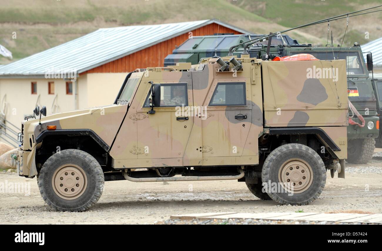 An armoured vehicle type 'Eagle IV' pictured in the camp in Feisabad ...