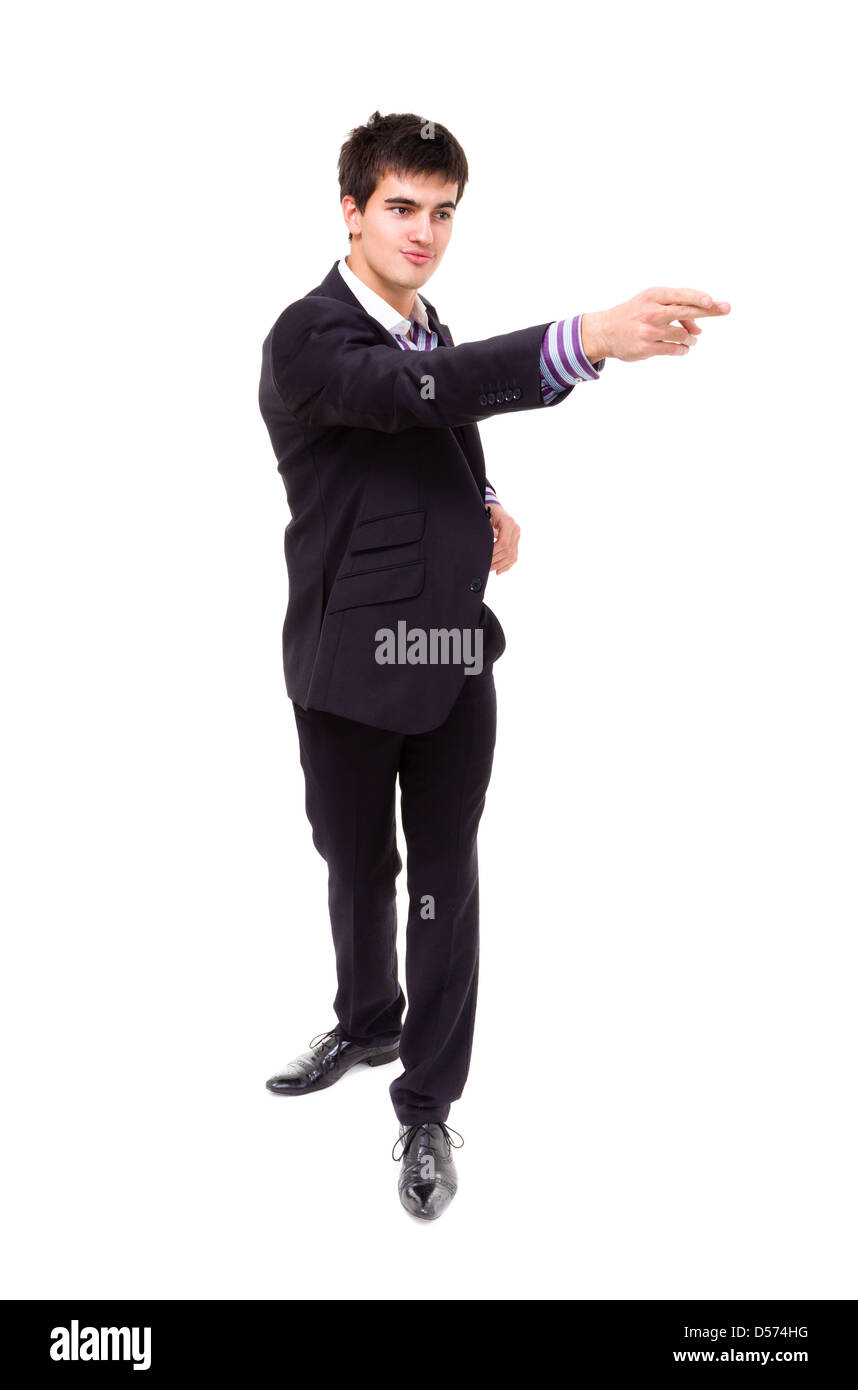 young businessman pointing to something Stock Photo - Alamy