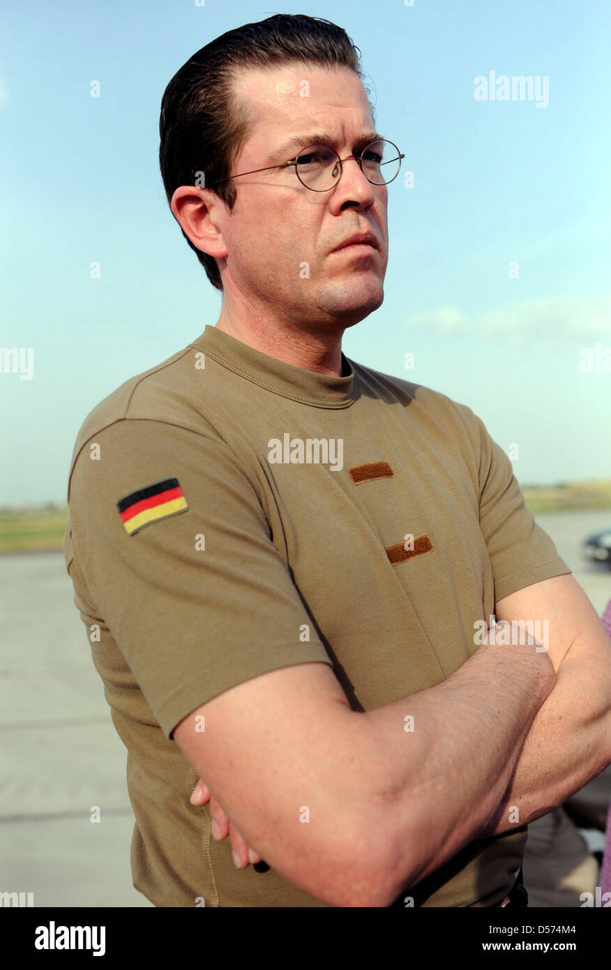 German Defence Minister Karl-Theodor zu Guttenberg at the airport in ...