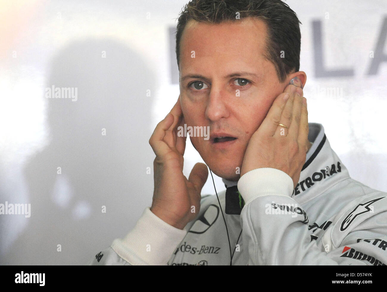 German Michael Schumacher of Mercedes GP during a practice session for ...