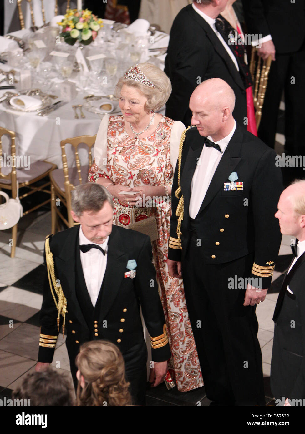 Queen Beatrix of the Netherlands (C) attends the gala dinner on the ...