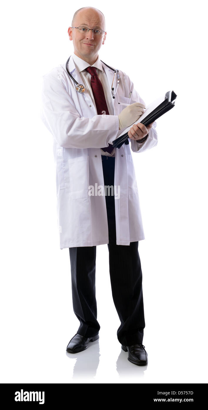 Portrait of happy a doctor isolated on white background Stock Photo - Alamy