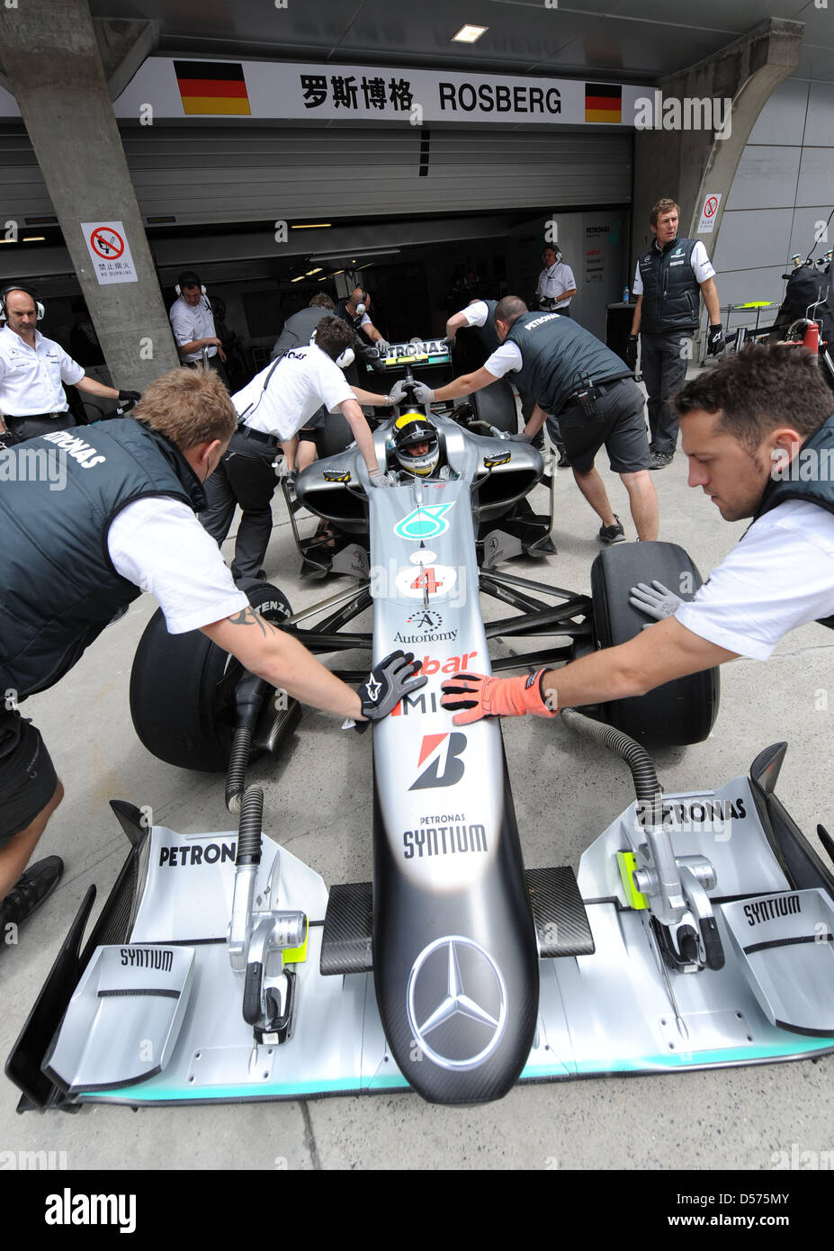 German driver Nico Rosberg of Mercedes GP during third practice session ...