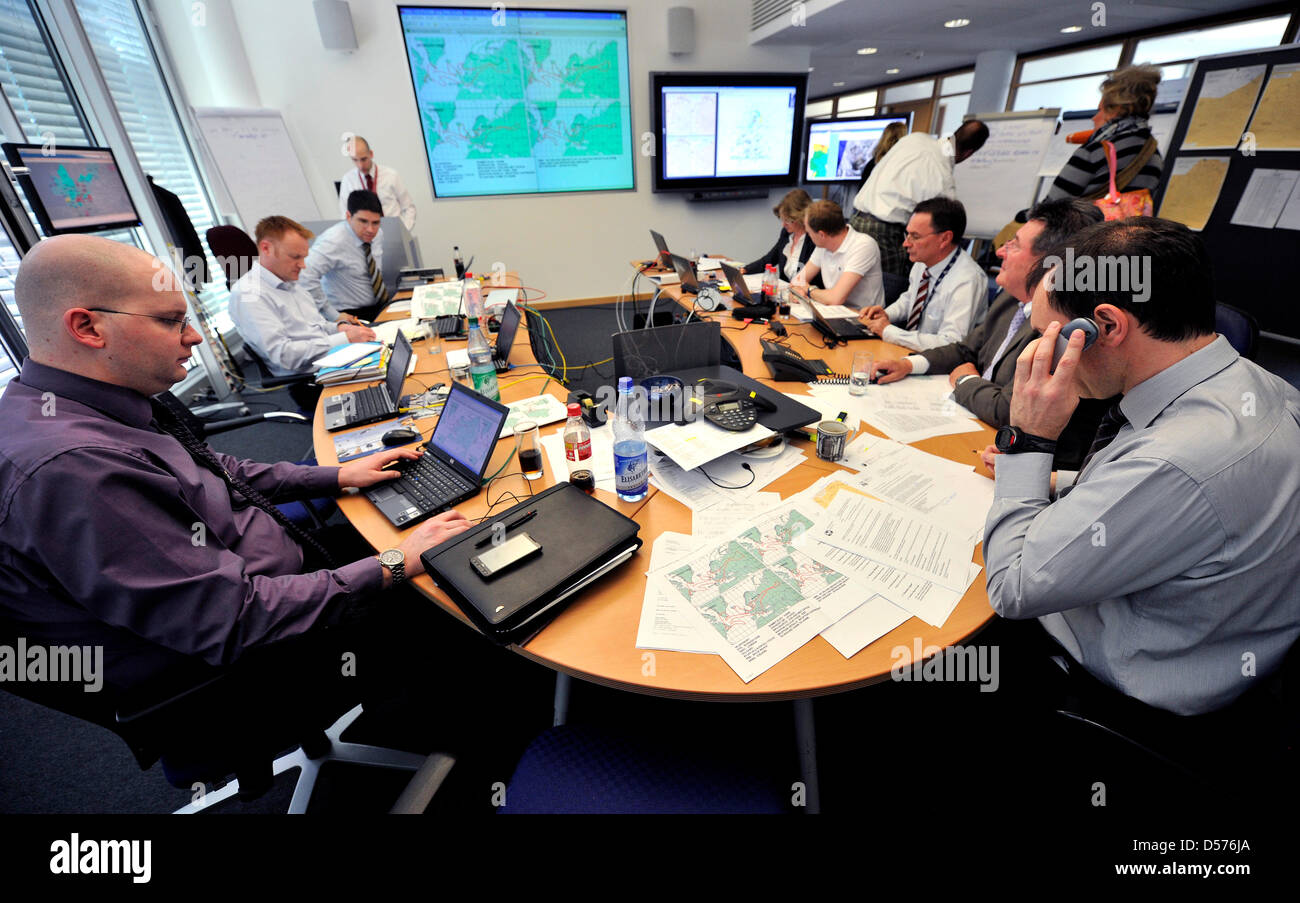 Members of the crisis committee of the German air traffic control meet ...