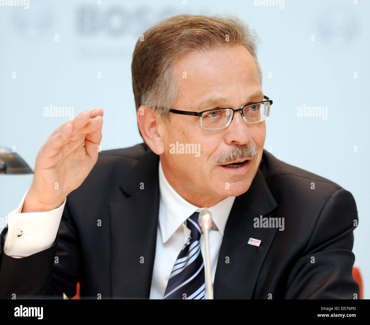 Franz Fehrenbach, CEO of industrial company Bosch, speaks at a balance ...
