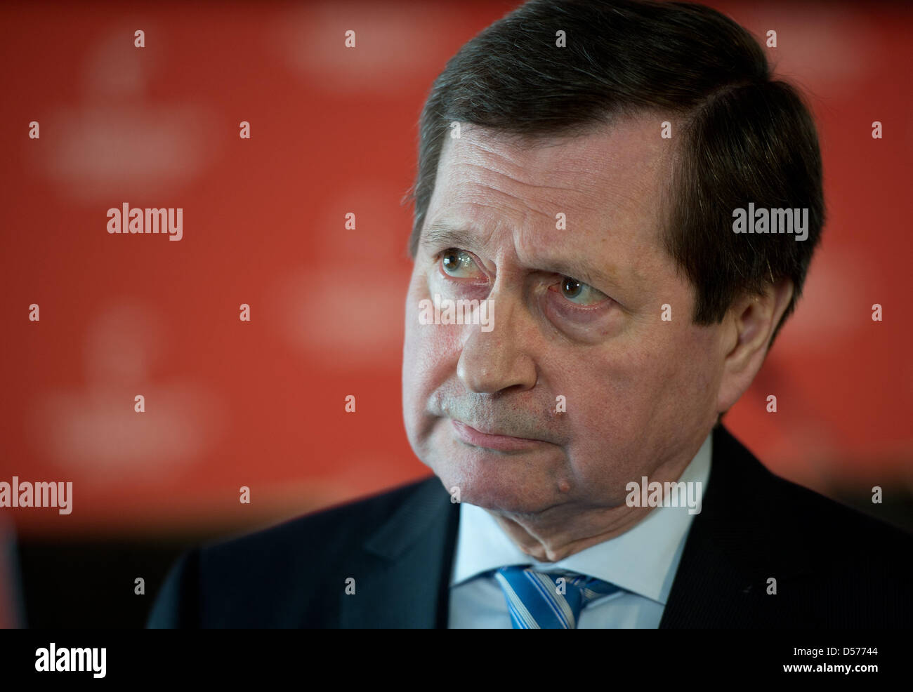 Russian Ambassador to Germany Vladimir Grinin gives an interview at the ...