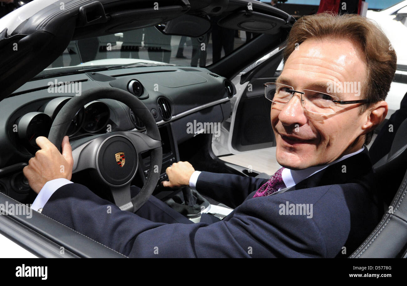 Michael Macht, CEO of Porsche AG, sits in a Porsche Boxter Spyder prior ...