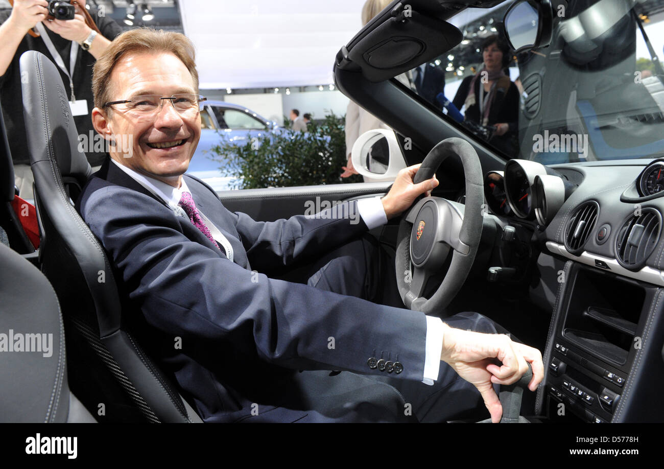 Michael Macht, CEO of Porsche AG, sits in a Porsche Boxter Spyder prior ...