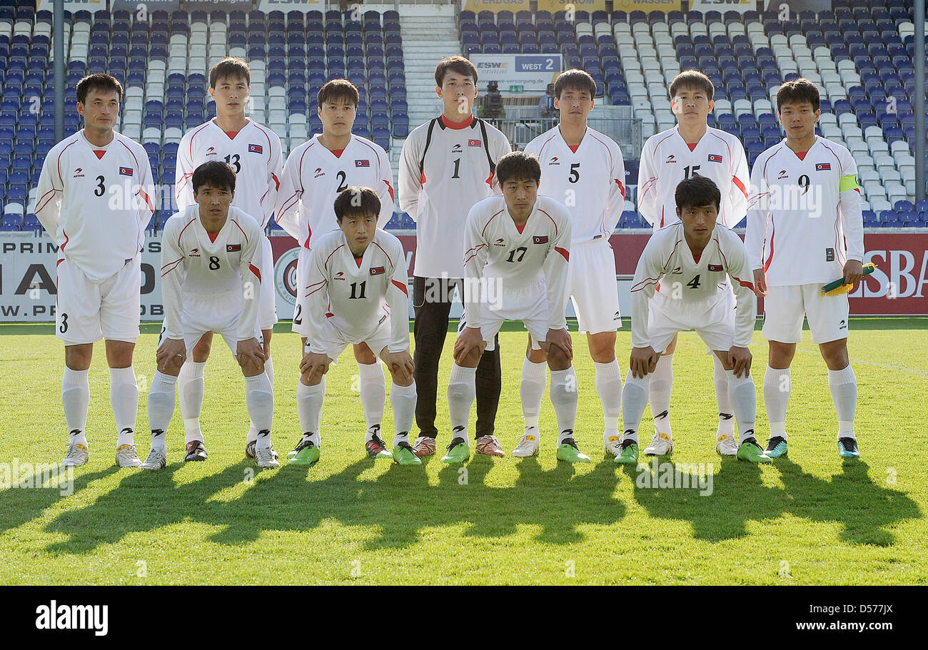 Korea DPR's national team pictured prior to the friendly match South ...