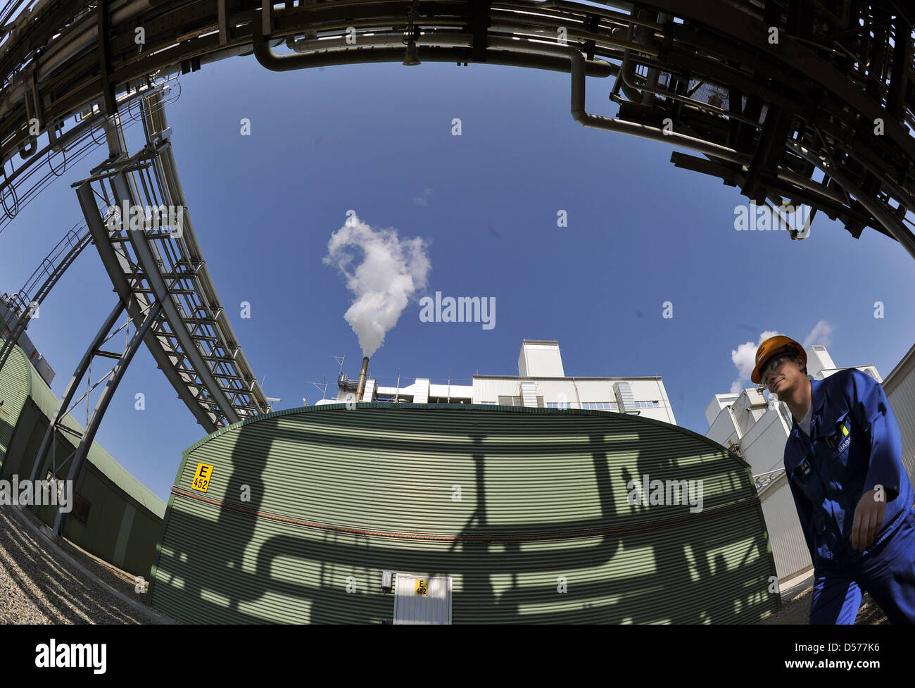 German chemical company BASF GmbH puts a new production plant for the ...