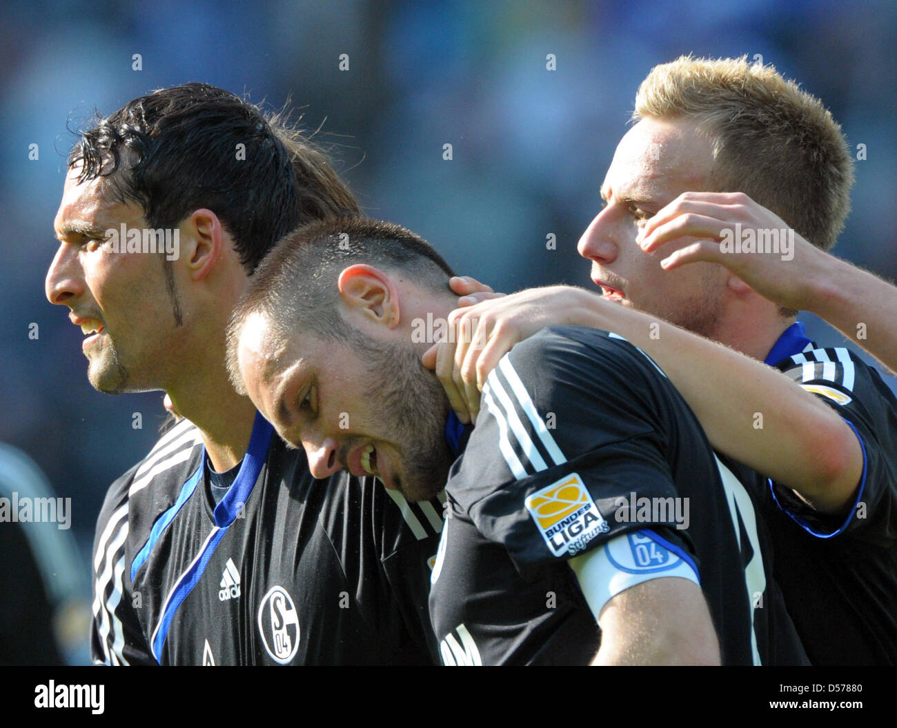 Schalke's Kevin Kuranyi, Heiko Westermann and Ivan Rakitiz cheer after ...
