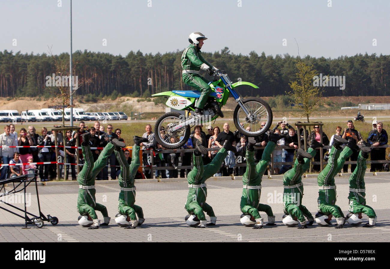 More than 1,000 motocyclists meet for a driving training at ADAC safety ...
