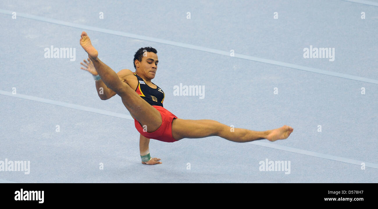 German gymnast Matthias Fahrig performs an exercise at the European ...