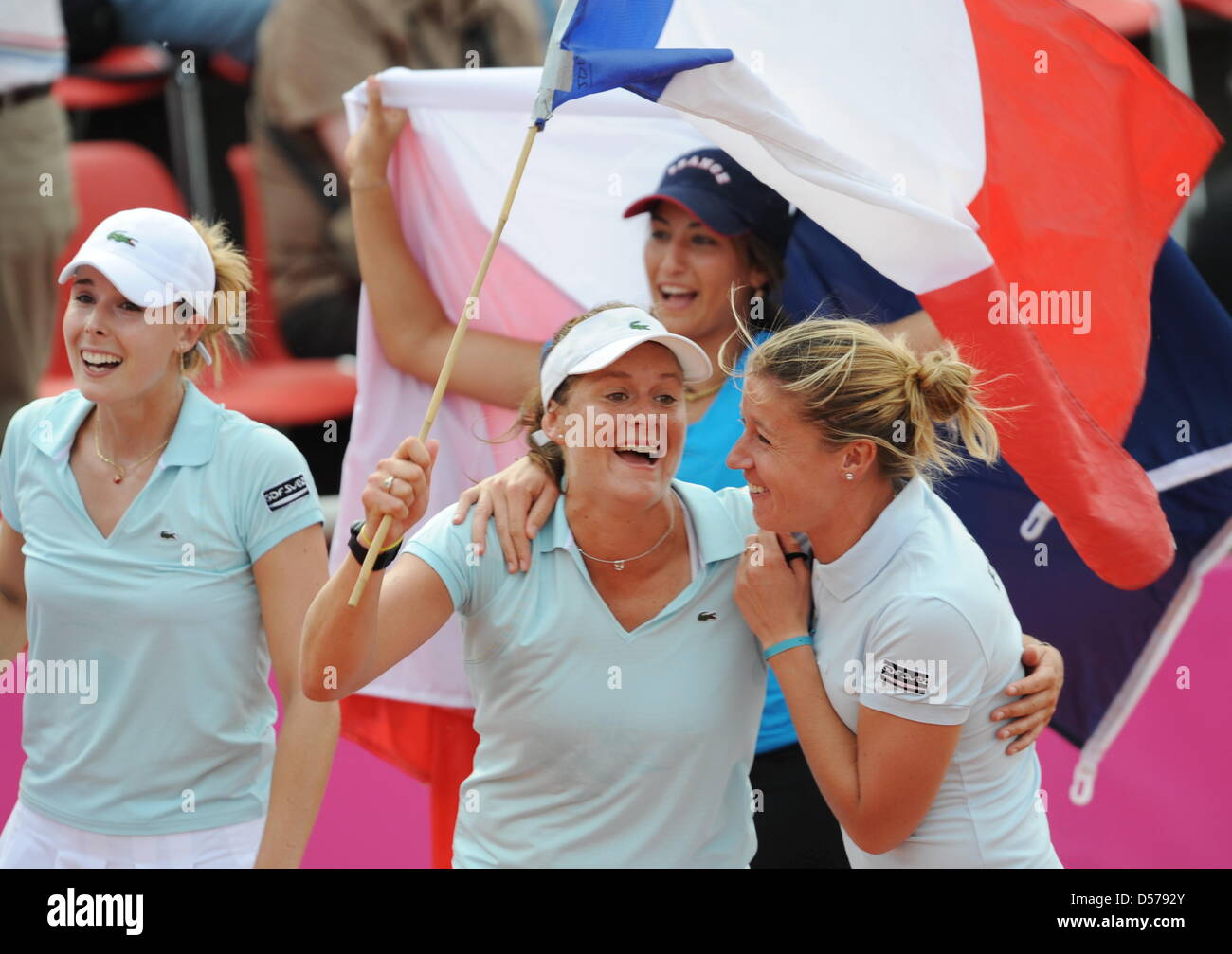 France's players Alizé Cornet, Julie Coin, Aravane Rezai and Pauline ...