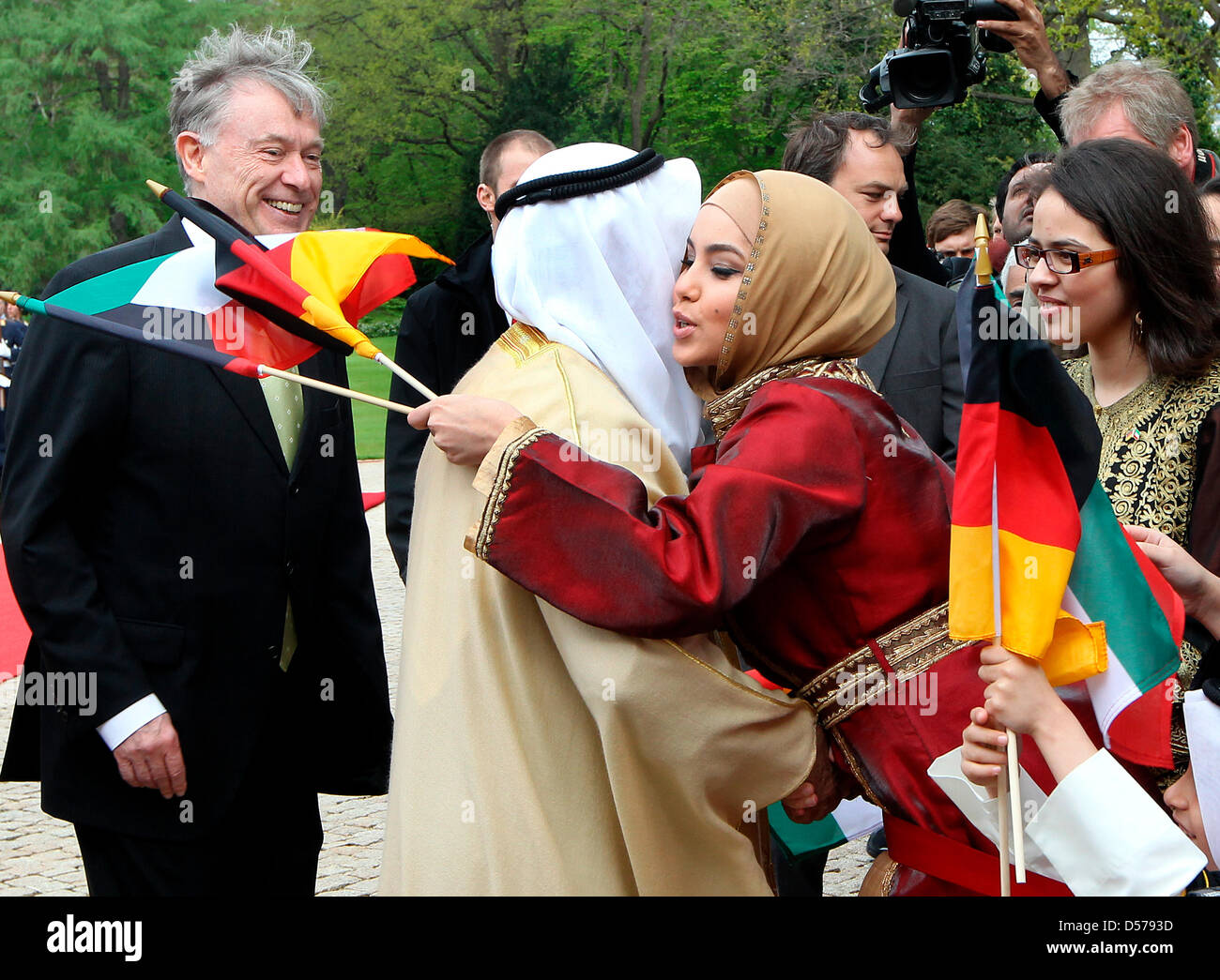 Embassy members greet Kuwaitian Emir Sheik Sabah Al-Ahmad Al-Jabar Al ...