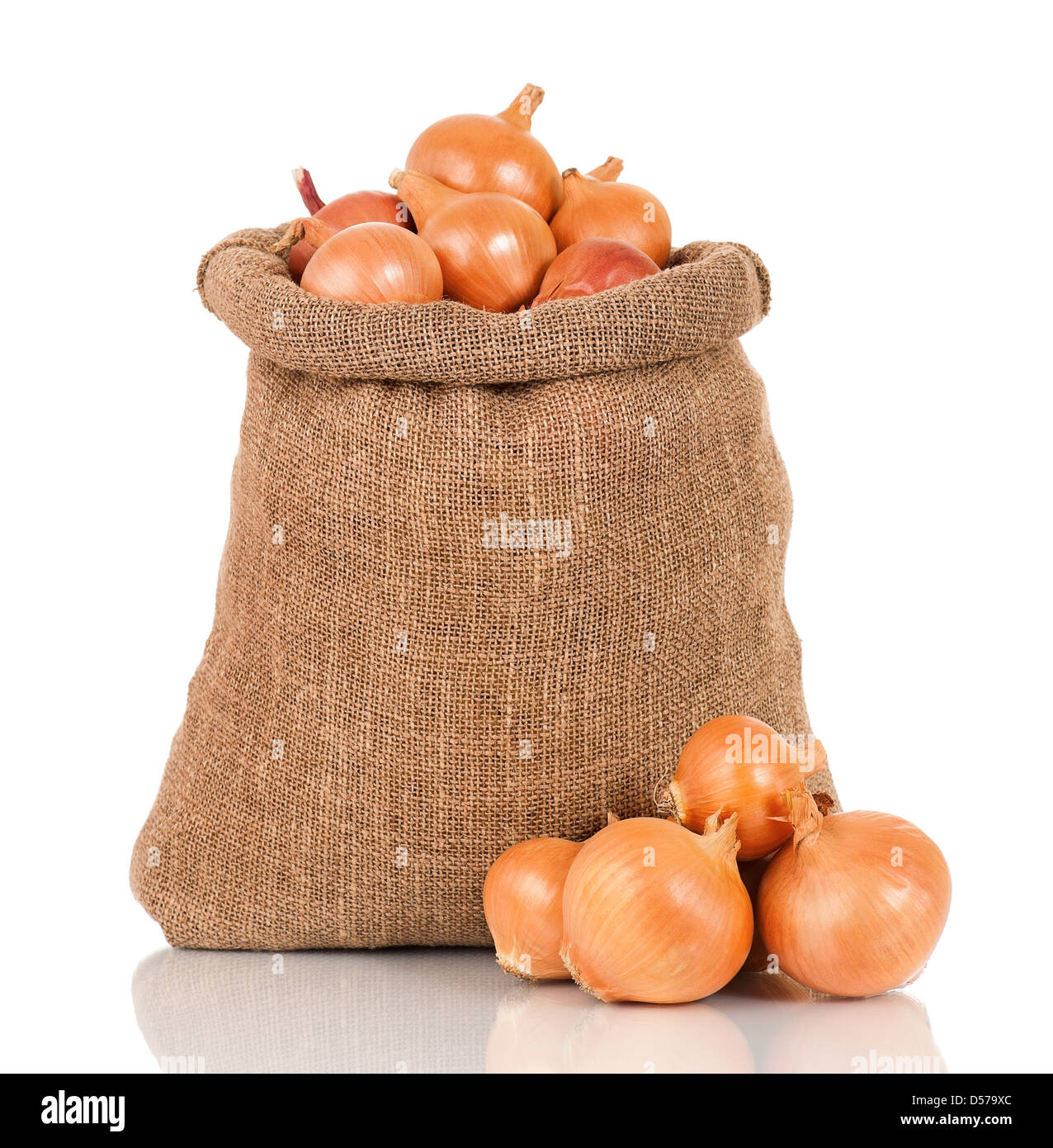 Onions in bag Stock Photo - Alamy